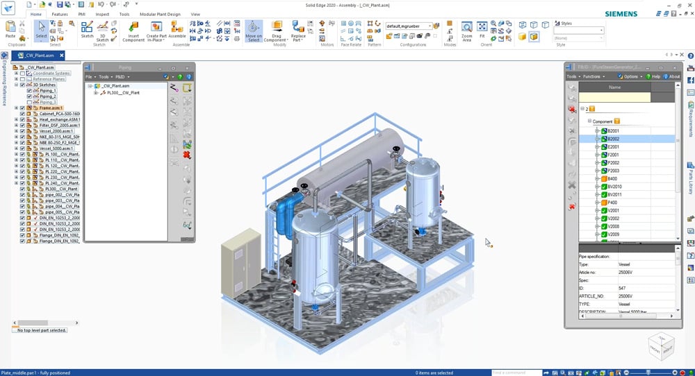 Modular Plant Design für Solid Edge: P&ID, Piping, Isometrie